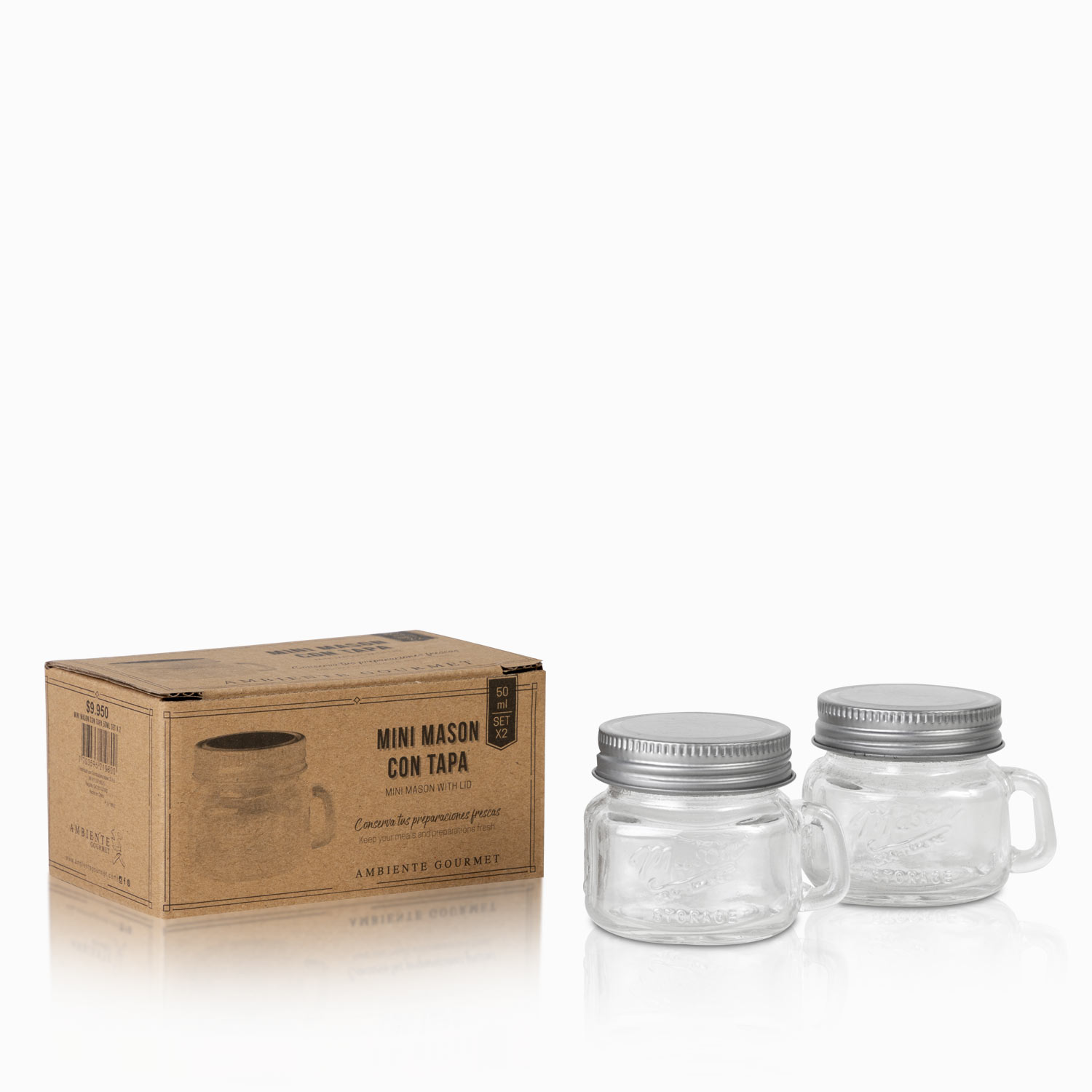 Mini mason con tapa 50ml set x 2 | Ambiente Gourmet
