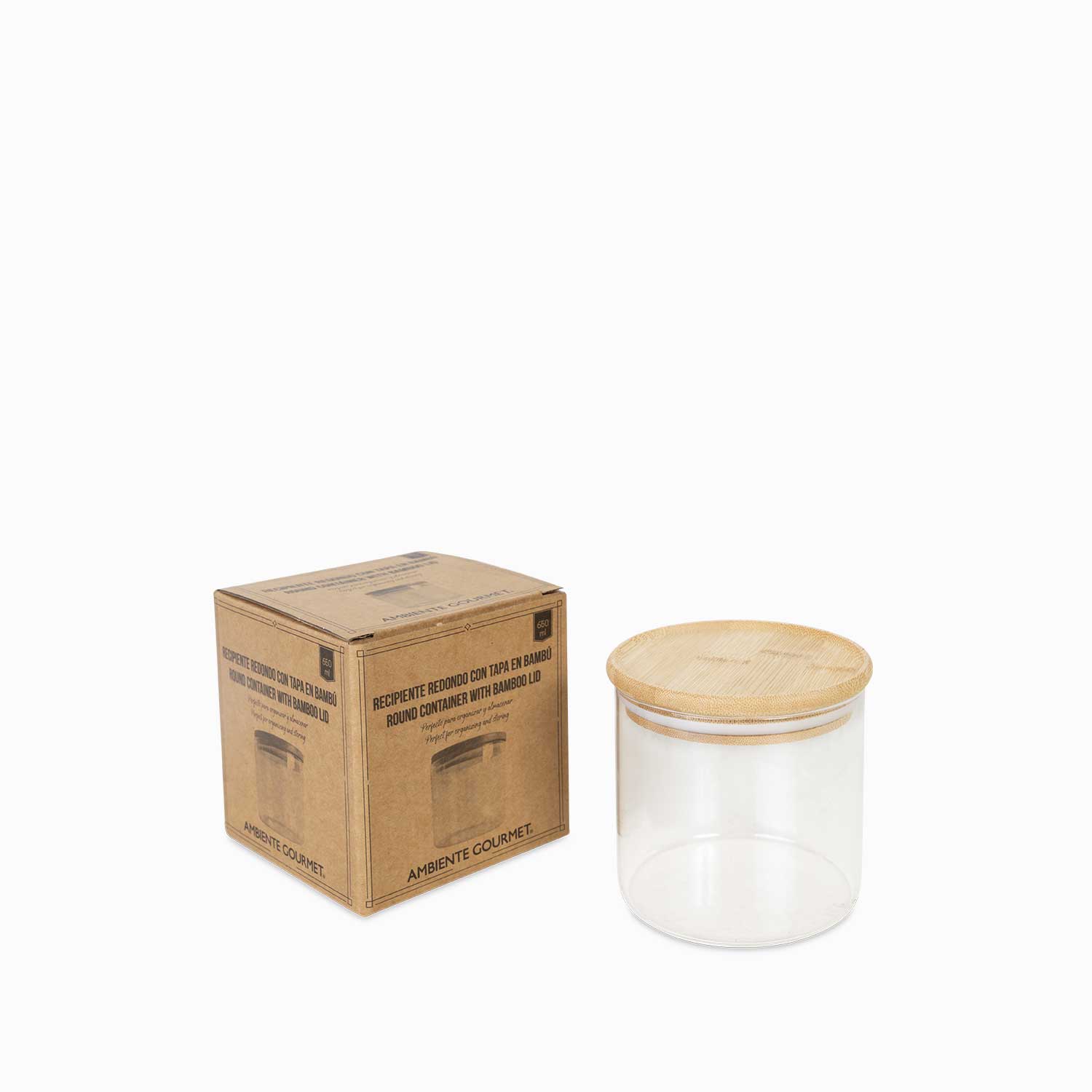 Recipiente Redondo Tapa En Bambu 650Ml|Ambiente Gourmet