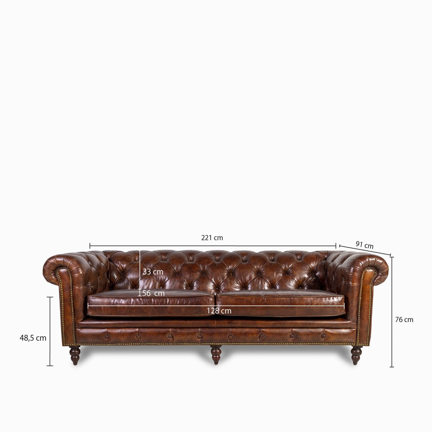 Sofá Cuero 3 puestos Capitoneado | Ambiente Living